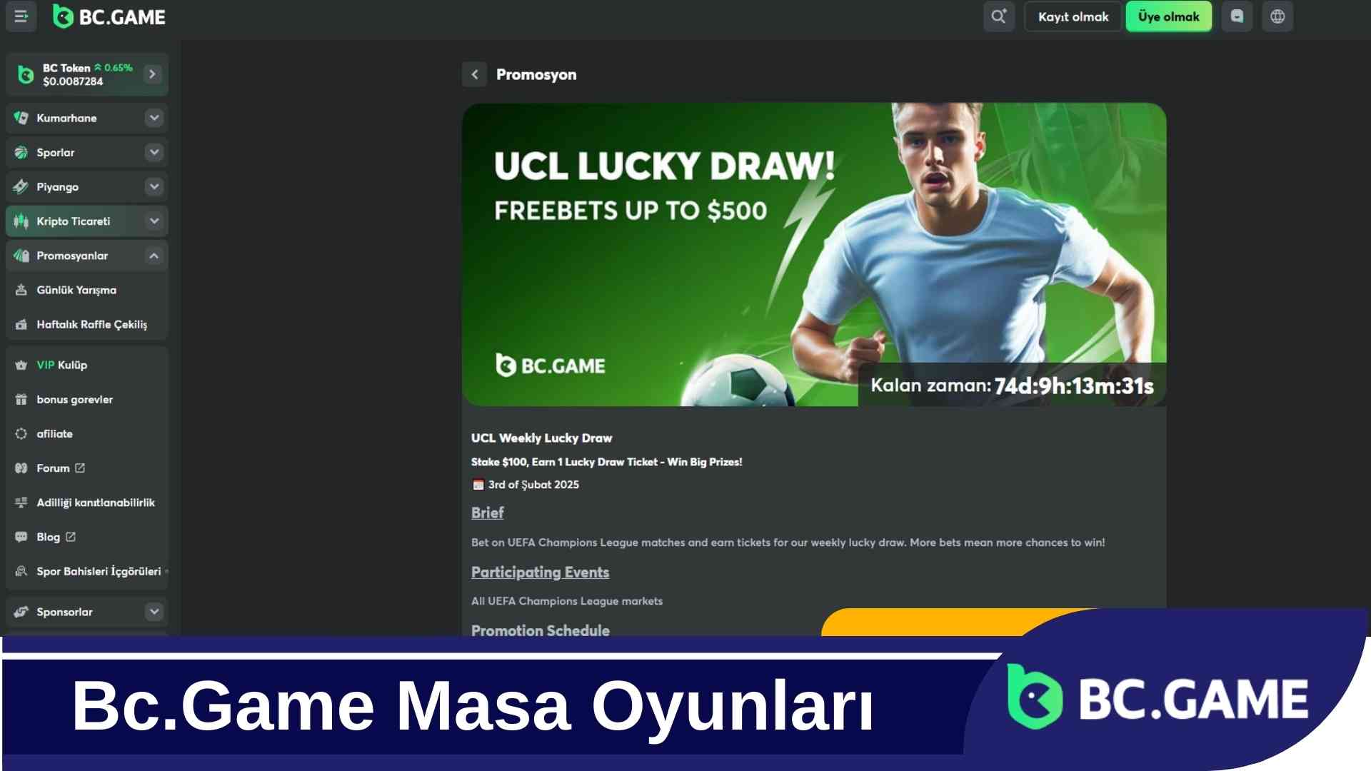 Bc.Game Masa Oyunları ve %100 Canlı Lobiler - Bc.Game Avantajları, Bc.Game Giriş Adresi